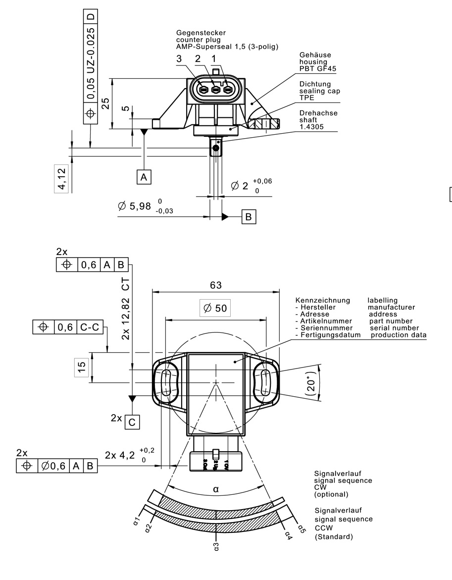 Winkelsensor 090° CCW sehrt robust mit Kugellager – Elobau – inkl. AMP ...